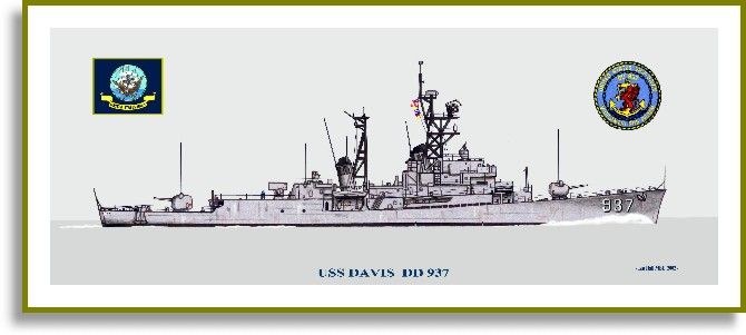 USS Davis DD-937 in 1970's Conversion Print - Destroyers A-F ...