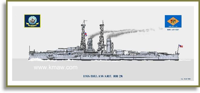 USS Delaware BB-28 Print - Battleship Prints - PriorService.com