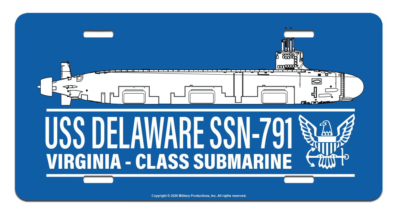 USS Delaware SSN-791 License Plate - US Navy Submarine License Plates ...
