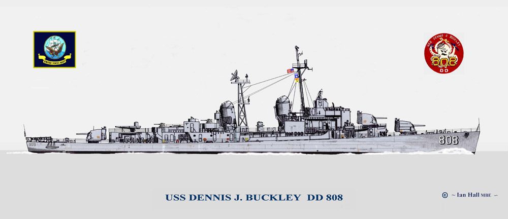 USS Dennis J. Buckley DD-808 in 1940s Print - Destroyer Prints ...