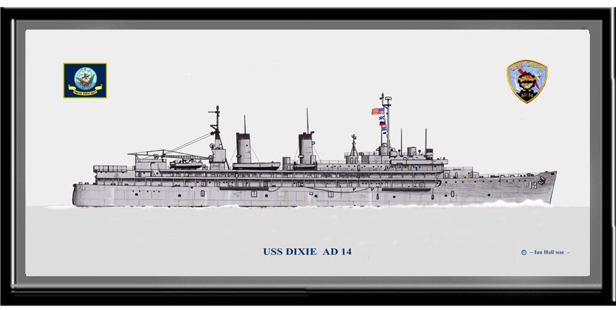 USS Dixie AD 14 in 1970s Ship Print - NEW Ship Prints - PriorService.com
