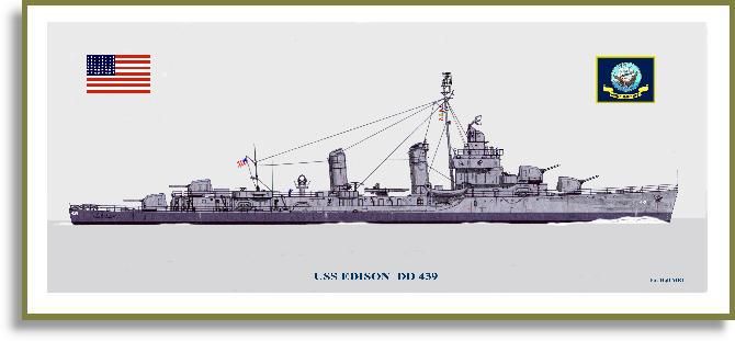 USS Edison DD-439 Print - Destroyers A-F - PriorService.com