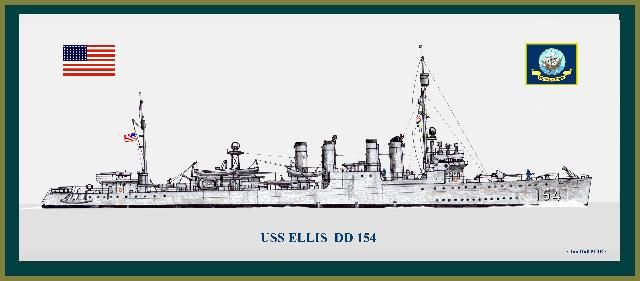 USS Ellis DD-154 Print - Destroyers A-F - PriorService.com