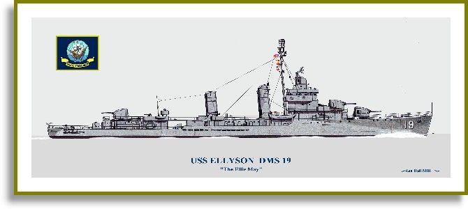 USS Ellyson DMS-19 Print - Minesweeper Prints - PriorService.com