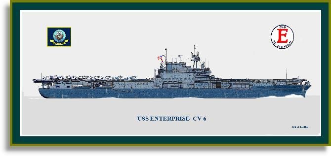 USS Enterprise CV-6 in WWII Print - Aircraft Carriers A-F ...