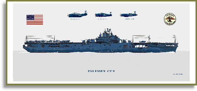 Uss Essex Cv 9 In 1945 Print Aircraft Carriers A F
