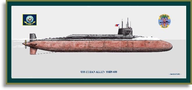 USS Ethan Allen SSBN-608 Ship Print - Submarines A-F - PriorService.com