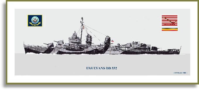 USS Evans DD-552 in WWII Print - Destroyers A-F - PriorService.com
