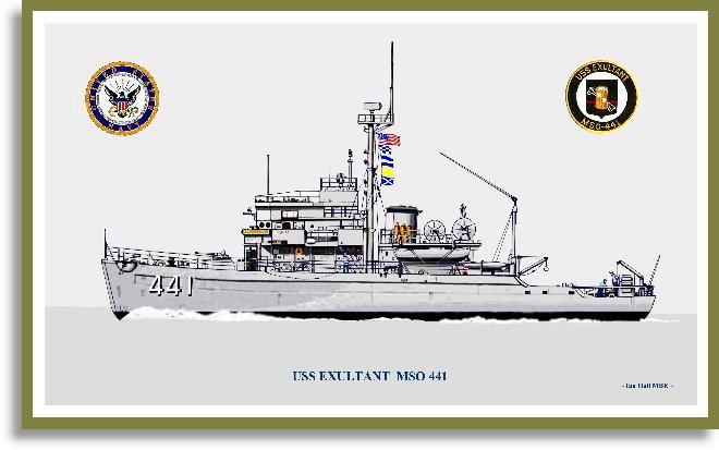 USS Exultant MSO 441 Ship Print - Minesweeper Prints - PriorService.com