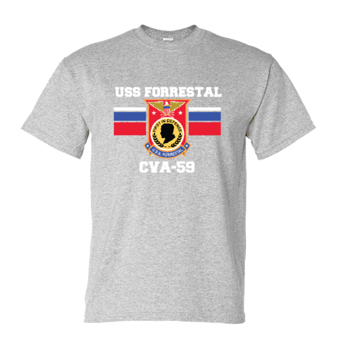 USS Forrestal CVA-59 Crest T-Shirt - New US Navy Aircraft Carrier Crest ...