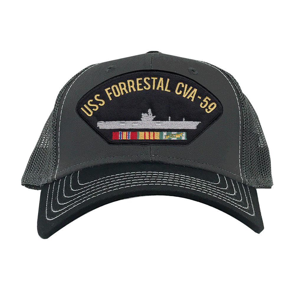 USS Forrestal CVA-59 Vietnam Gray Mesh Ball Cap - US Navy Aircraft ...