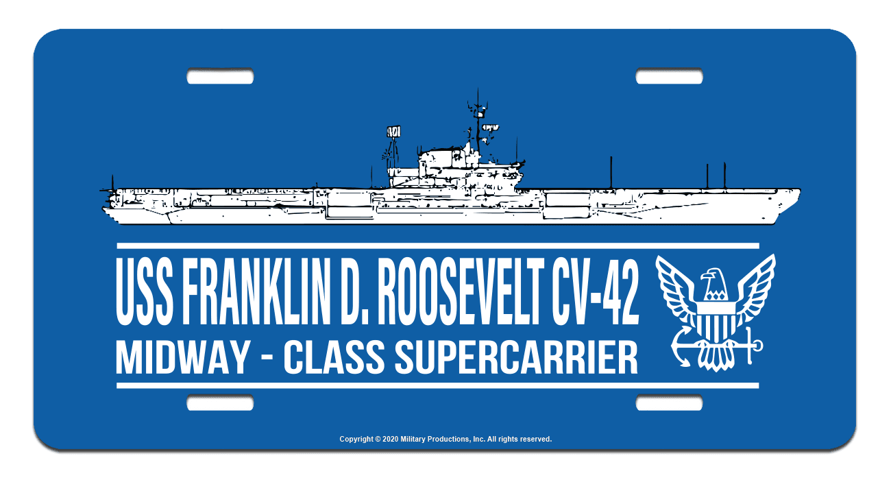 USS Franklin D. Roosevelt CV-42 License Plate - US Navy Aircraft ...