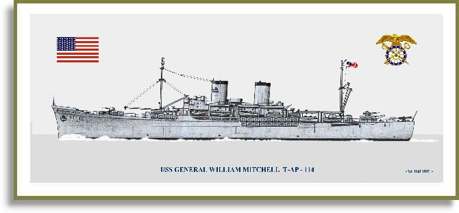 USS General William Mitchell T-AP-114 Ship Print - New Ship Prints ...