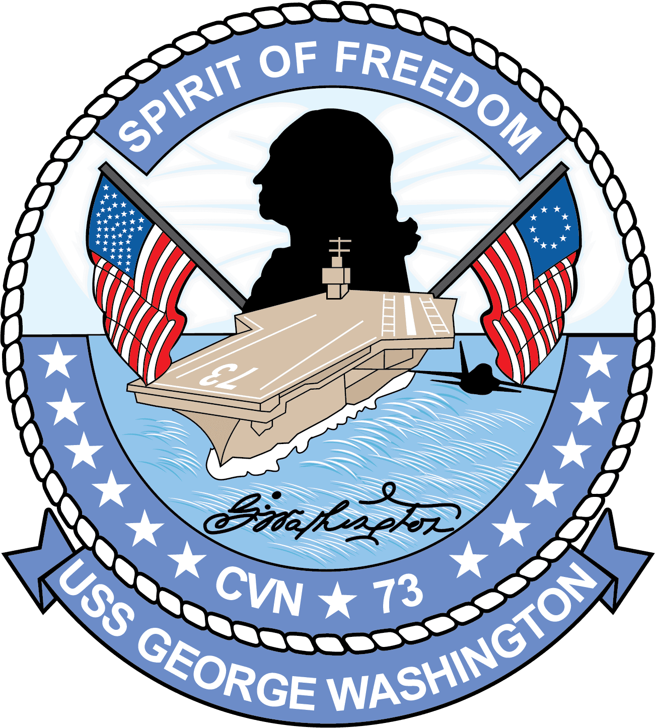 USS George Washington CVN-73 Crest Decal - New US Navy Aircraft Carrier ...
