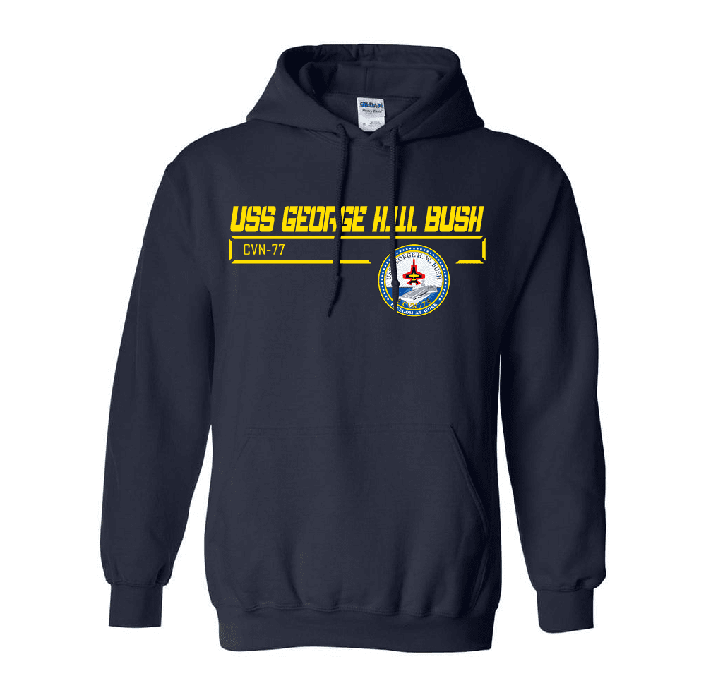 USS George H. W. Bush CVN-77 Crest Hooded Sweatshirt - New US Navy ...
