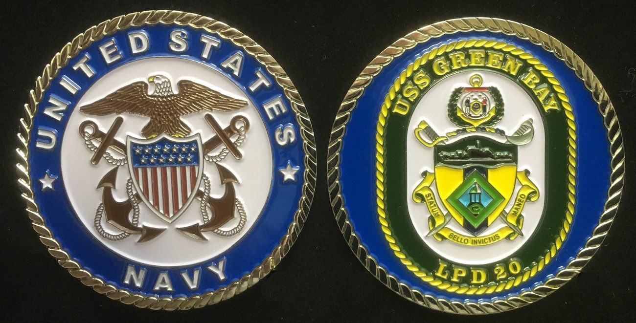 USS Green Bay LPD-20 Officer Challenge Coin - New Navy Challenge Coins ...