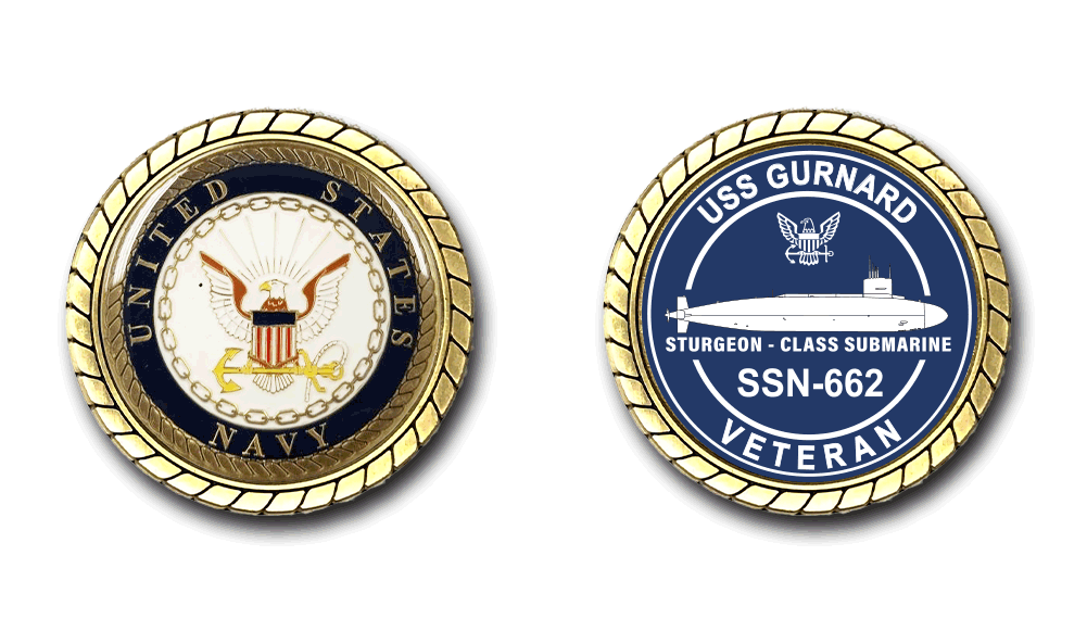 USS Gurnard SSN-662 Silhouette Veteran Challenge Coin - US Navy ...