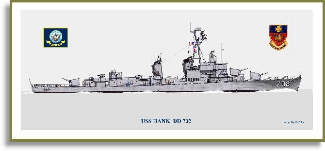 USS Hank DD-702 in 1960s Print - Destroyers G-M - PriorService.com