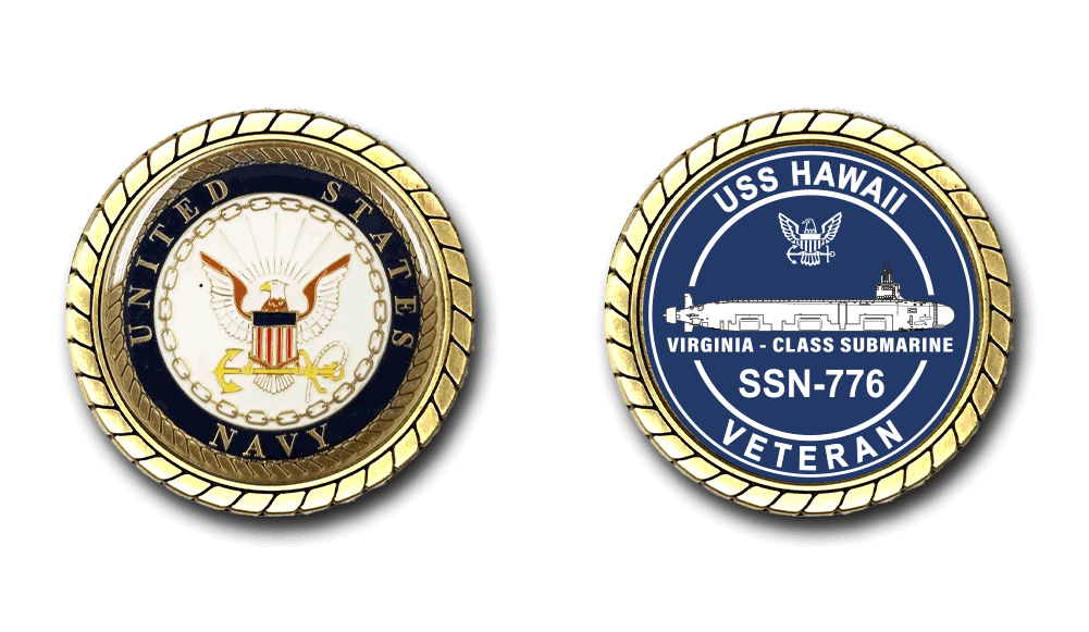 USS Hawaii SSN-776 Silhouette Veteran Challenge Coin - US Navy ...