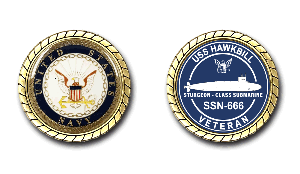 USS Hawkbill SSN-666 Silhouette Veteran Challenge Coin - US Navy ...