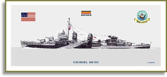 USS Hoel DD-533 Ship Print - Destroyers G-M - PriorService.com