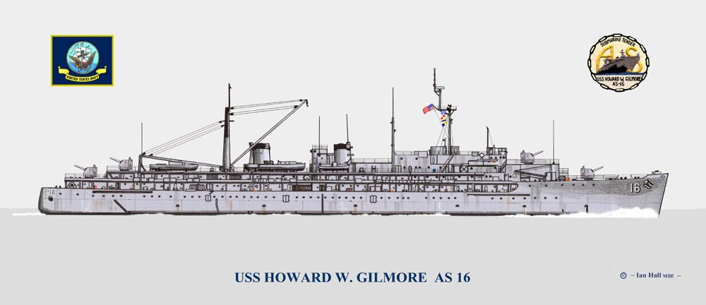 USS Howard W. Gilmore AS-16 in 1950s Print - Other Ship Prints ...