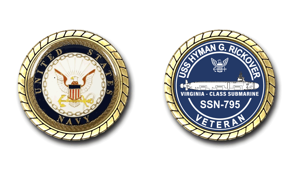 USS Hyman G Rickover SSN-795 Silhouette Veteran Challenge Coin - US ...