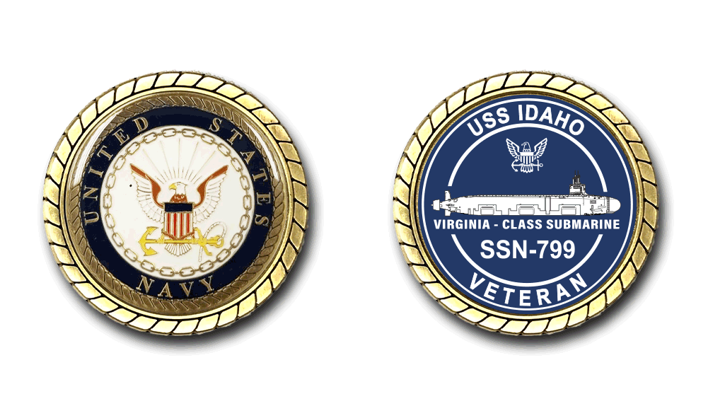 USS Idaho SSN-799 Silhouette Veteran Challenge Coin - US Navy Submarine ...