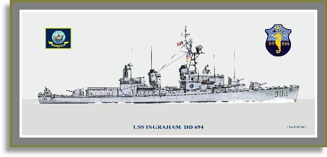 USS Ingraham DD-694 1960's (FRAM) Print - Destroyers G-M - PriorService.com