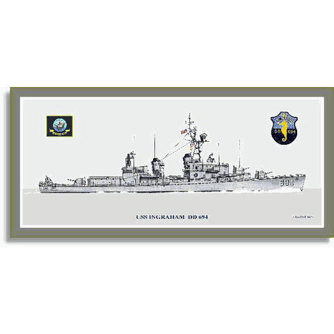 USS Ingraham DD-694 1960's (FRAM) Print - Destroyers G-M - PriorService.com