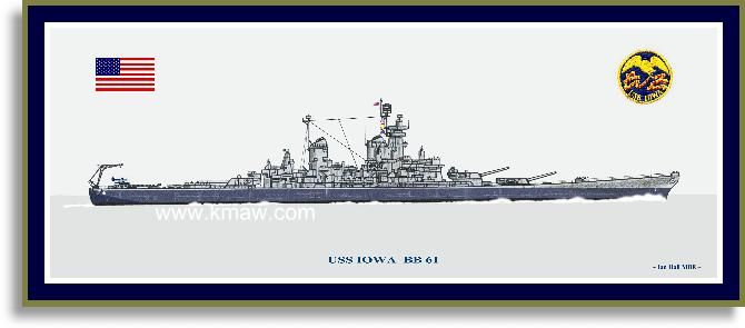 USS Iowa BB-61 1945 Print - Battleship Prints - PriorService.com