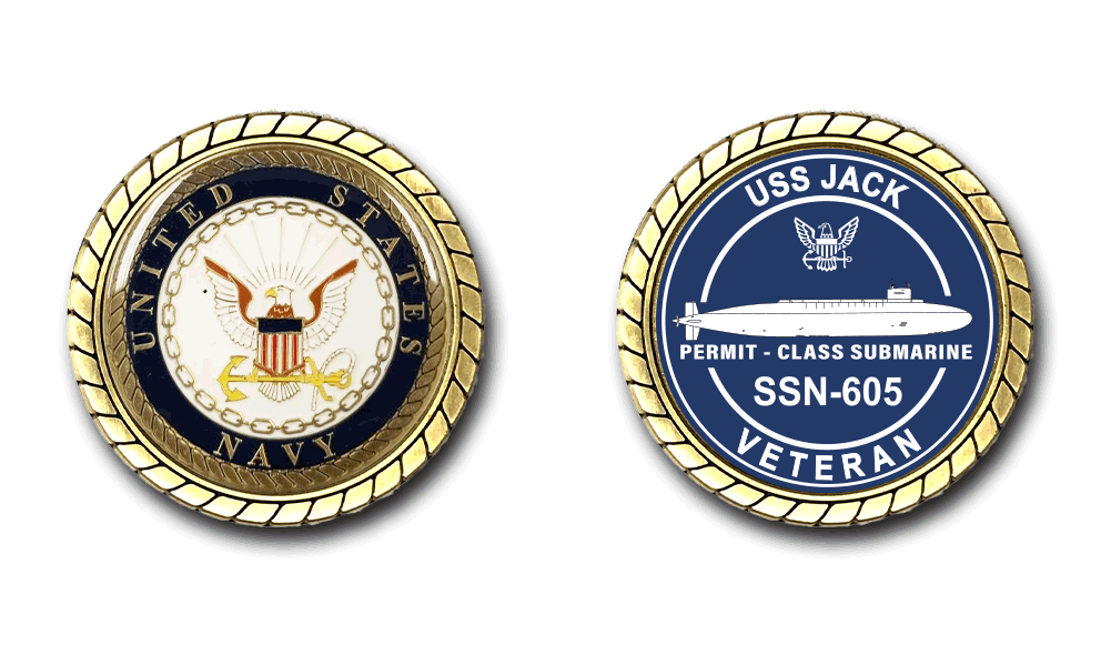 USS Jack SSN-605 Silhouette Veteran Challenge Coin - US Navy Submarine ...