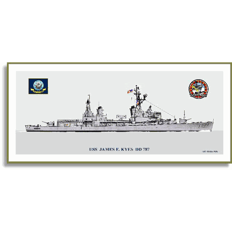 USS James E. Kyes DD-787 1960's-'70's Print - Destroyers G-M ...