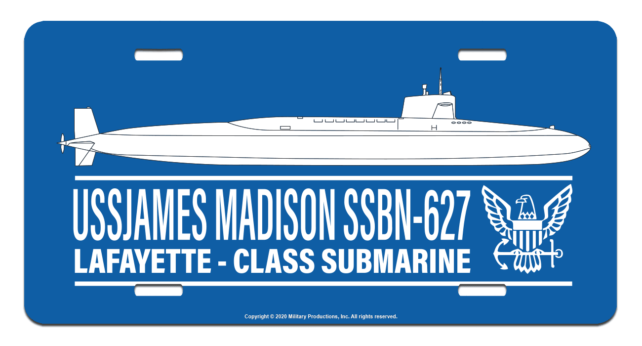 USS James Madison SSBN-627 License Plate - US Navy Submarine License ...