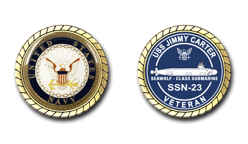 USS Jimmy Carter SSN-23 Silhouette Veteran Challenge Coin - US Navy ...