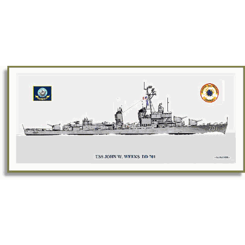 USS John W. Weeks DD-701 in 1960s Print - Destroyers G-M - PriorService.com