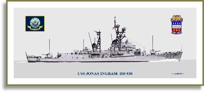 USS Jonas Ingram DD-938 ASW Conversion Print - Destroyers G-M ...