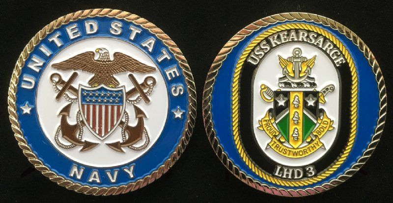 USS Kearsarge LHD-3 Officer Challenge Coin - New Navy Challenge Coins ...
