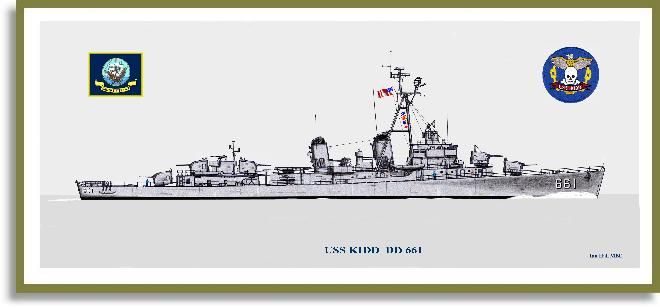 USS Kidd DD-661 in 1960's Print - Destroyers G-M - PriorService.com