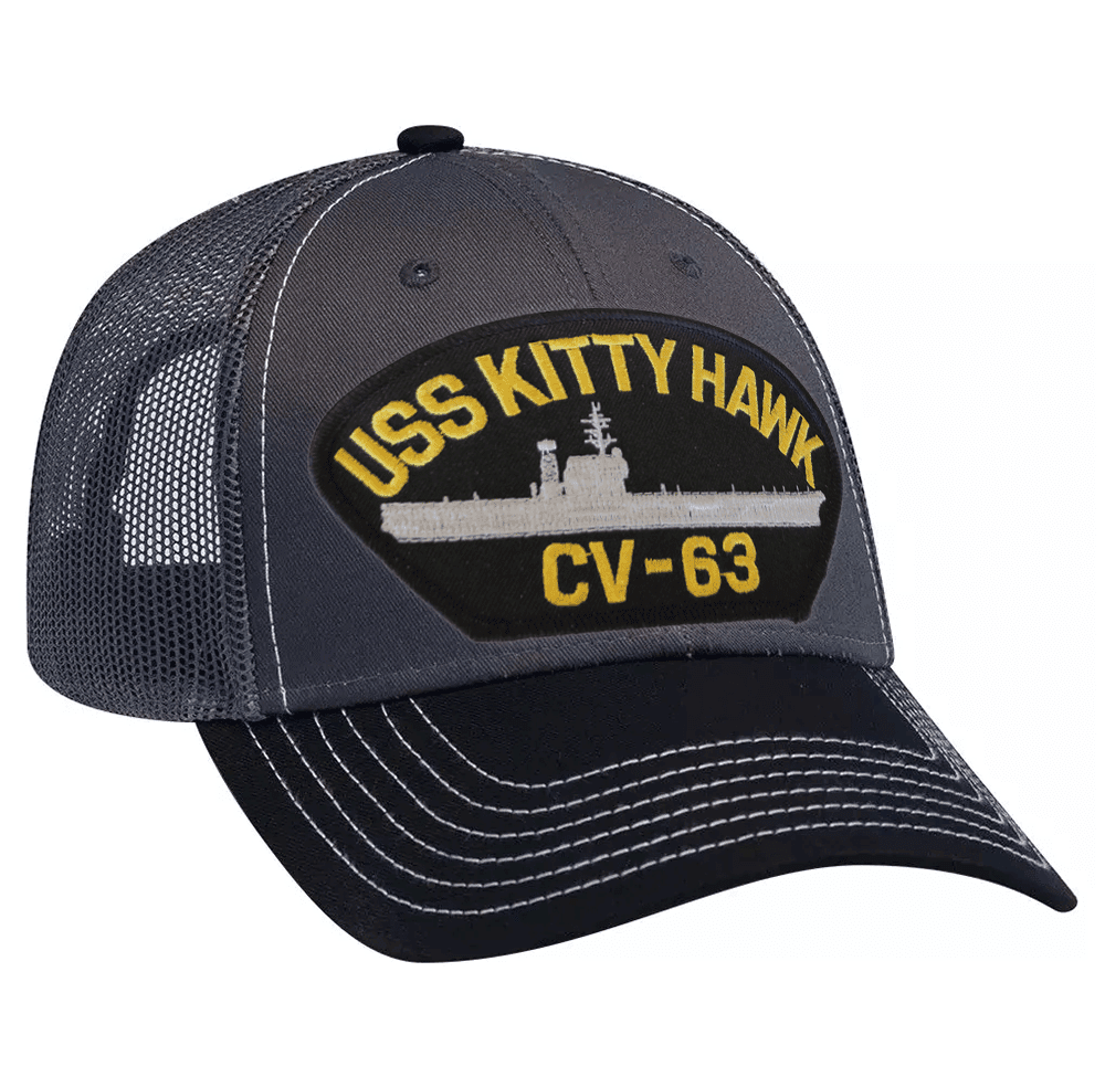 USS Kitty Hawk CV-63 Gray Mesh Back Cap - New US Navy Ship Gray Mesh ...