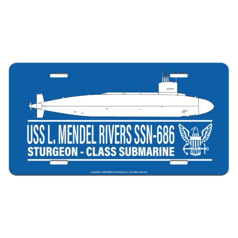 USS L Mendel Rivers SSN-686 License Plate - US Navy Submarine License ...