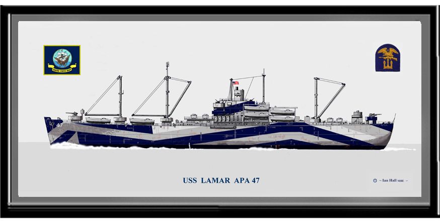 USS Lamar APA 47 Ship Print - NEW Ship Prints - PriorService.com