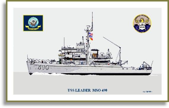USS Leader MSO-490 Print - Minesweeper Prints - PriorService.com