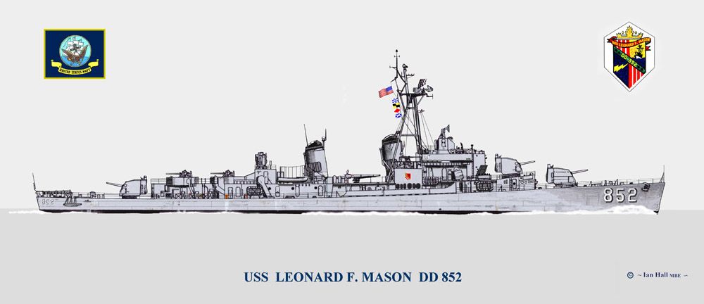 USS Leonard F. Mason DD-852 in 1950s Print - Destroyer Prints ...