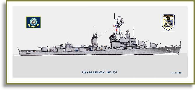 USS Maddox DD-731 in 1960s Print - Destroyers G-M - PriorService.com