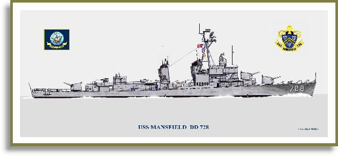 USS Mansfield DD-728 in 1950's Print - Destroyers G-M - PriorService.com