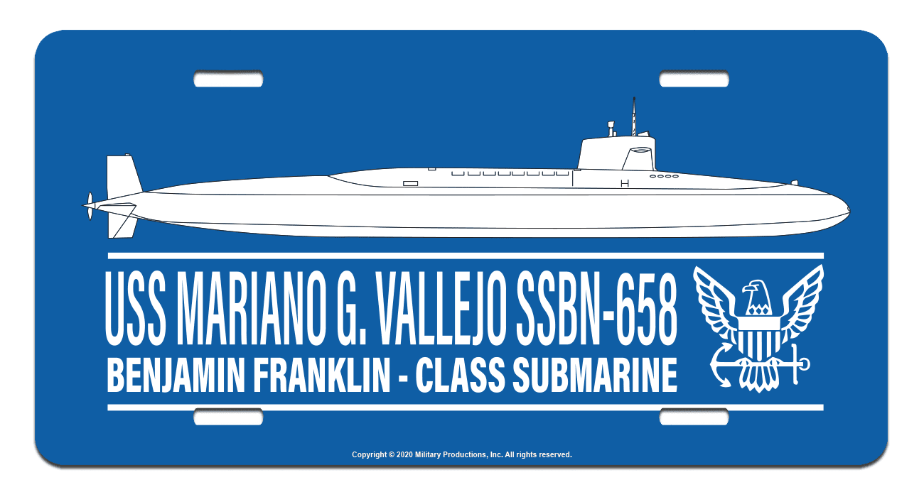USS Mariano G Vallejo SSBN-658 License Plate - US Navy Submarine ...