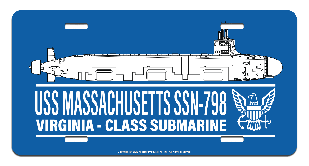 USS Massachusetts SSN-798 License Plate - US Navy Submarine License ...