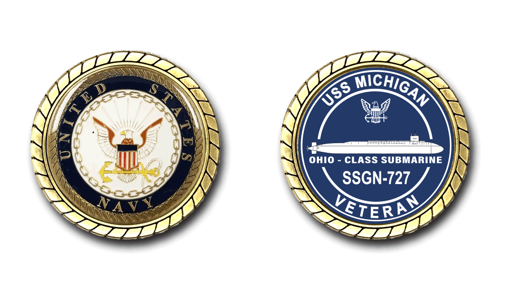 USS Michigan Ssgn 727 Silhouette Veteran Challenge Coin - US Navy ...