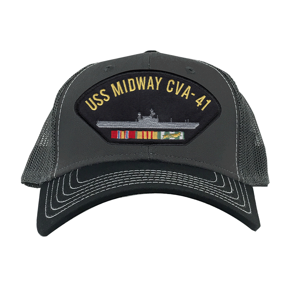 USS Midway CVA-41 Vietnam Gray Mesh Ball Cap - US Navy Aircraft Carrier ...